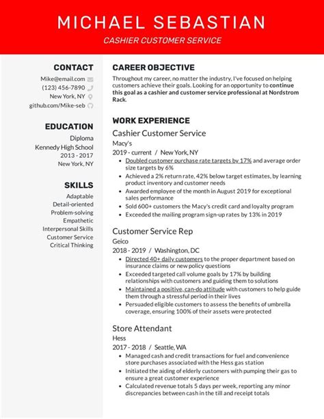 Free Cashier Resume Samples Templates Pdf Word American
