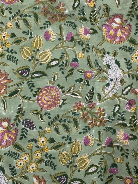 Hand Block Print Floral Print Soft Cotton Fabric Fabric Etsy Block