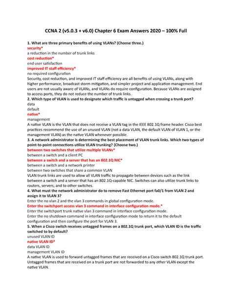 CCNA 2 V5 0 3 V6 0 Chapter 6 Exam Answers 2020 100 Full CCNA 2