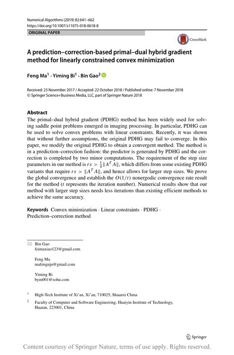 a prediction correction based primal dual hybrid gradient method for linearly constrained convex