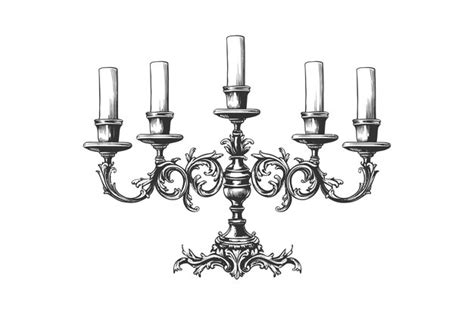 Candelabro vintage desenhado à mão velas desenho de ilustração