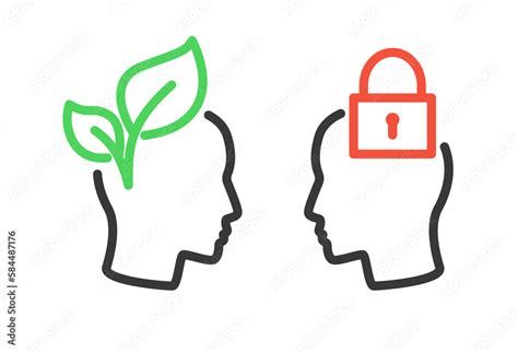 Growth Mindset Vs Fixed Mindset Line Image Clipart Image Isolated On