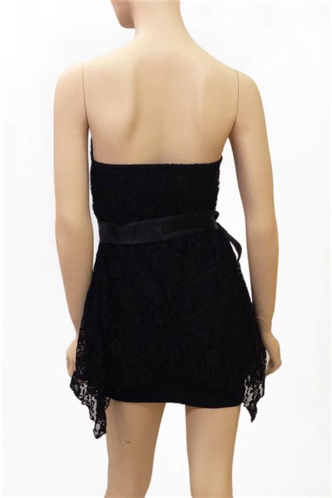 Sexy Hot Sale Black Lace Strapless Mini Dress N