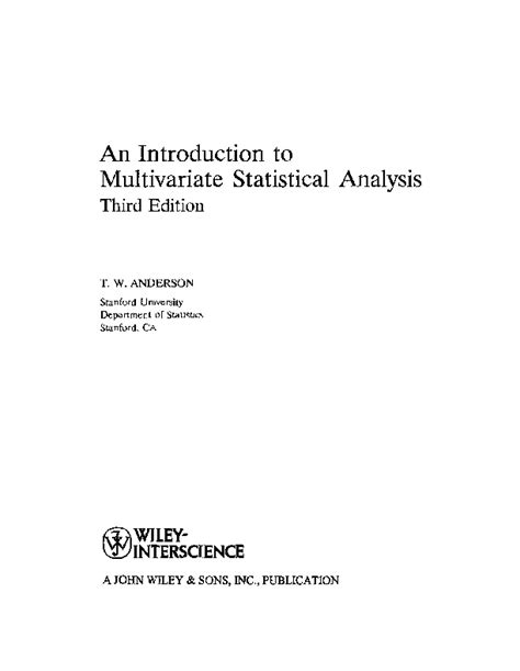 an introduction to multivariate statistical analysis pdf pdfcoffee