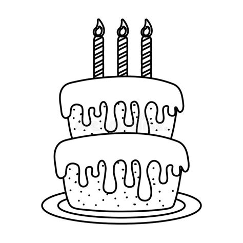 G Teau D Anniversaire Avec Des Bougies Noires Et Blanches Illustration