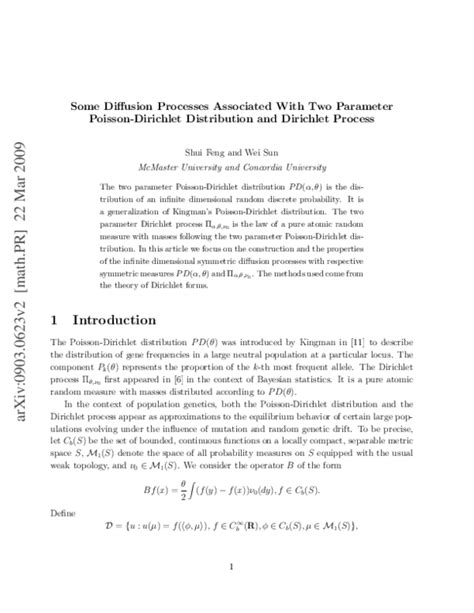 pdf some diffusion processes associated with two parameter poisson dirichlet distribution and