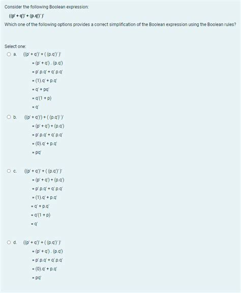 solved consider the following boolean expression