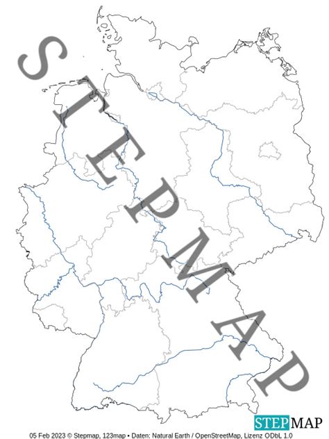StepMap Deutschland Stumme Karte Bundesländer Flüsse Landkarte