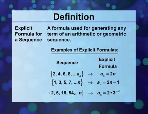 definition sequences and series concepts explicit formula for a sequence media4math