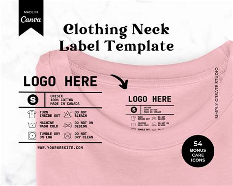 Editable Clothing Tag Template T Shirt Neck Label Garment Care Tag