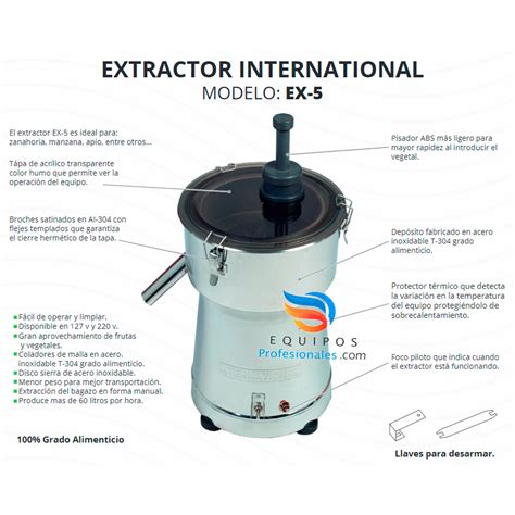 Extractor De Jugos International Ex Acero Litros Hora
