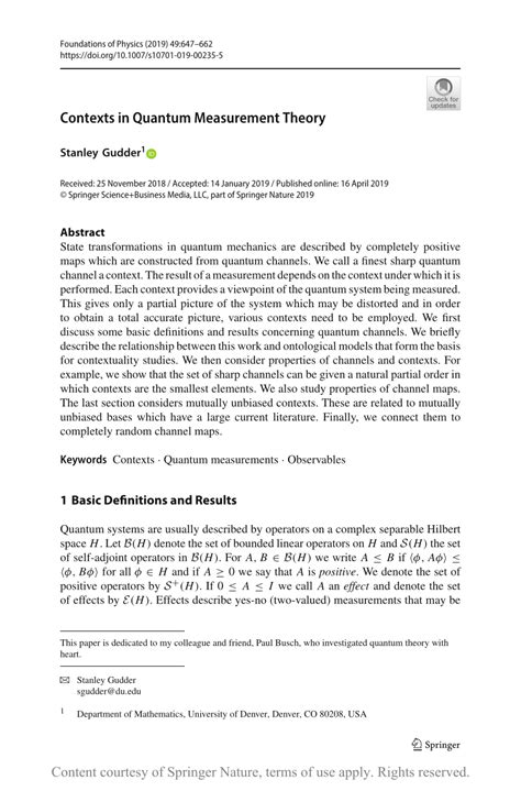 contexts in quantum measurement theory request pdf
