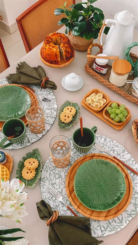 Mesa Posta Verde Mesada Caf Da Manh Mesa Posta Para Jantar Mesa