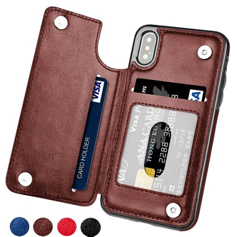 For Iphone X Plus Se Magnetic Leather Case Flip Card Holder
