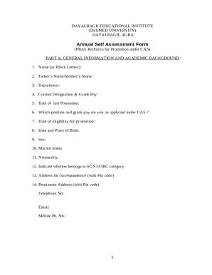 Annual Self Assessment Doc Template PdfFiller