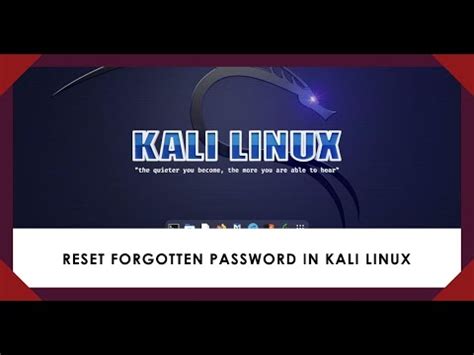 How To Reset Forgotten Password In Kali Linux Youtube