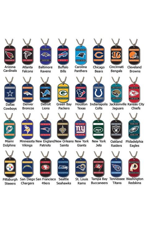 Nfl Teams List Printable