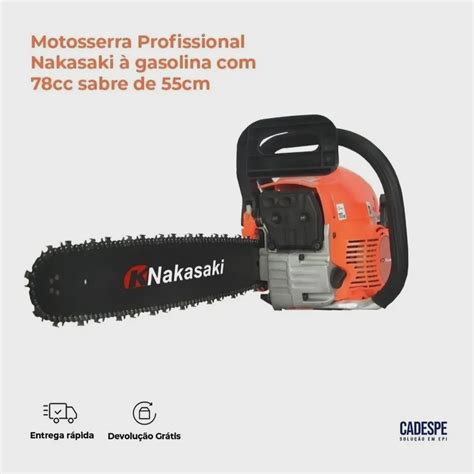Motosserra Profissional Nakasaki à gasolina 78cc sabre de 55cm