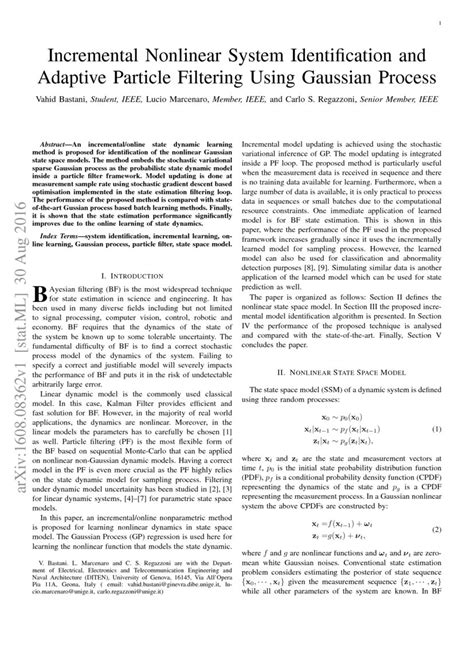 incremental nonlinear system identification and adaptive particle filtering using gaussian