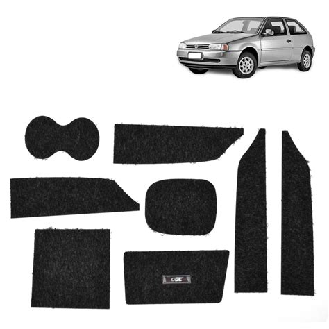 Kit Forro Carpete Anti Ruído Porta Objeto Copo Gol 00 03 Submarino