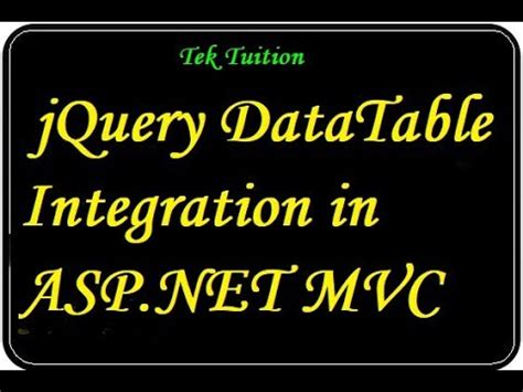 JQuery DataTable Integration In ASP NET MVC YouTube