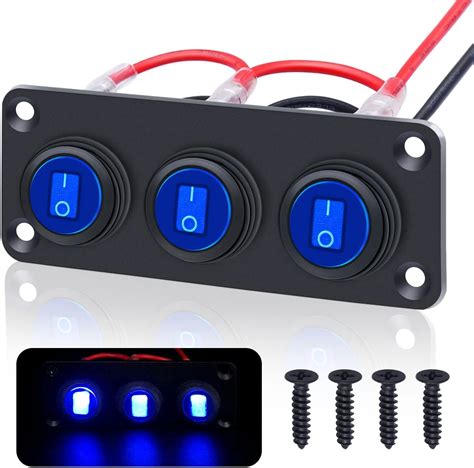 Taiss 3 Gang panneau interrupteur 12v 20A étanche 3 broches marche