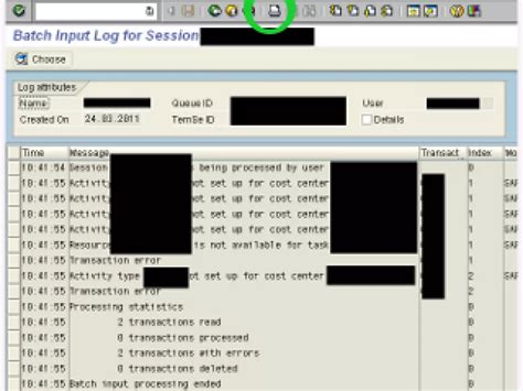 SAP Export LSMW Batch Input Session Results