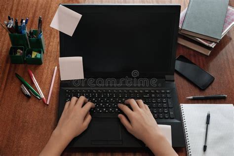 Hands And Laptop Stock Image Image Of Learning Electronic 183926287