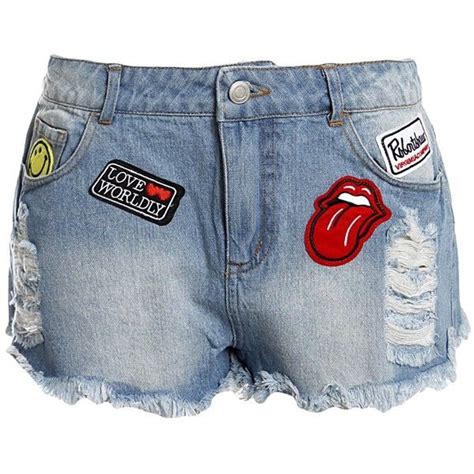 Sans Souci Distressed Patch Denim Shorts 105 BRL Liked On Polyvore