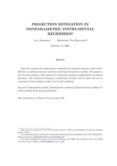 pdf projection estimation in nonparametric instrumental regression