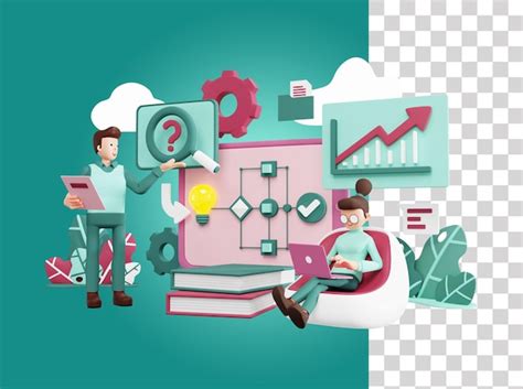 Premium Psd Business Process And Workflow D Illustration