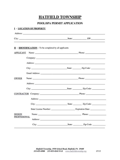 Fillable Online Hatfieldtownship Pool Permit Application Hatfield