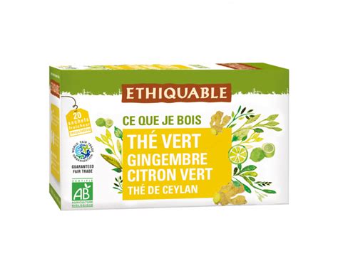 Thé vert gingembre citron vert bio