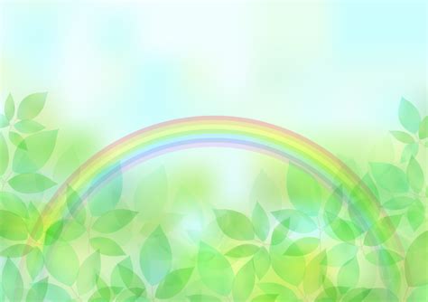 フリーイラスト 新緑の葉と虹の背景でアハ体験 GAHAG 著作権フリー写真イラスト素材集 GAHAG 著作権フリー写真