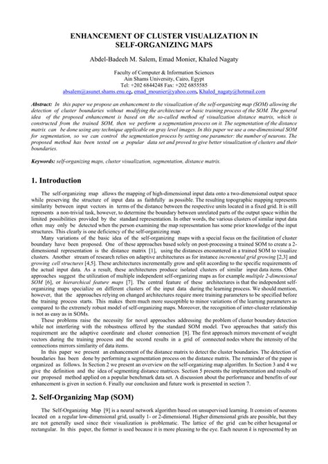 pdf enhancement of cluster visualization in self organizing map