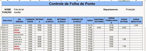 Planilha Folha De Ponto Excel Gratis
