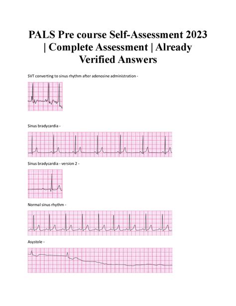 PALS Pre Course Self Assessment 2023 Complete Assessment Already