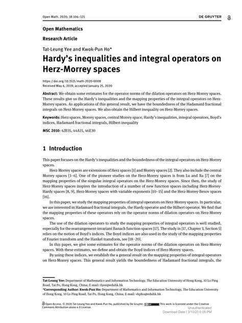 pdf hardy s inequalities and integral operators on herz morrey spaces