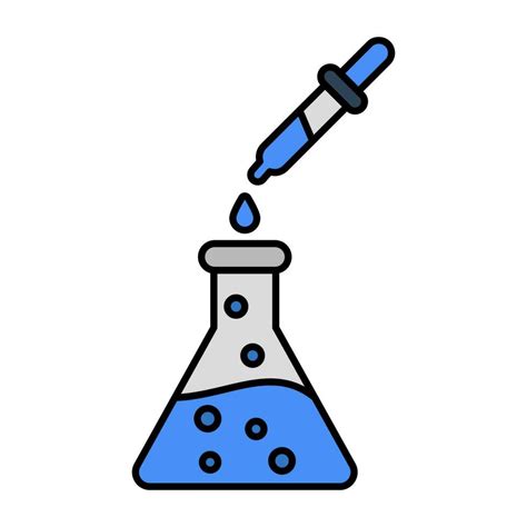 un icono de diseño editable de matraz químico con cuentagotas que