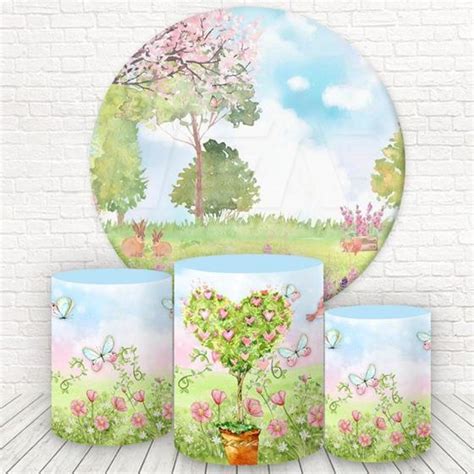 Painel Redondo E Capas Tecido Sublimado Jardim WKPC 138 Wear Painel