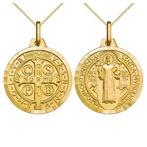 Medalla de oro 14k con San Benito 1000605 Argyor MX Tamaño 14 mm