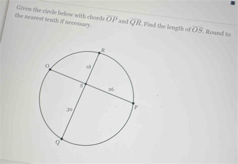 The Nearest Tenth If Necessary Given The Circle Below With Chords