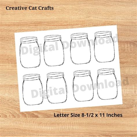 Mason Jar Outline PDF And Digital Item Etsy