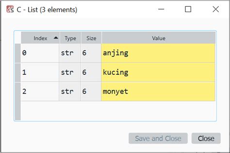Membuat Tabel Array Python