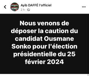 Présidentielle 2024 la caution de Ousmane Sonko déposée Ayib Daffé