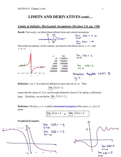 calculus i lecture 5 math1010 chapter 2 cont… 1 limits and derivatives cont… limits at