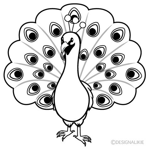 Peacock Black And White Free PNG ImageIllustoon