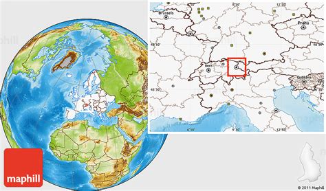 Physical Location Map Of Liechtenstein Highlighted Continent