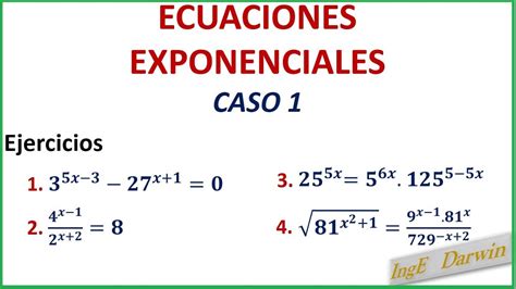 ECUACIONES EXPONENCIALES CASO 1 YouTube