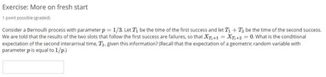 solved exercise more on fresh start 1 point possible